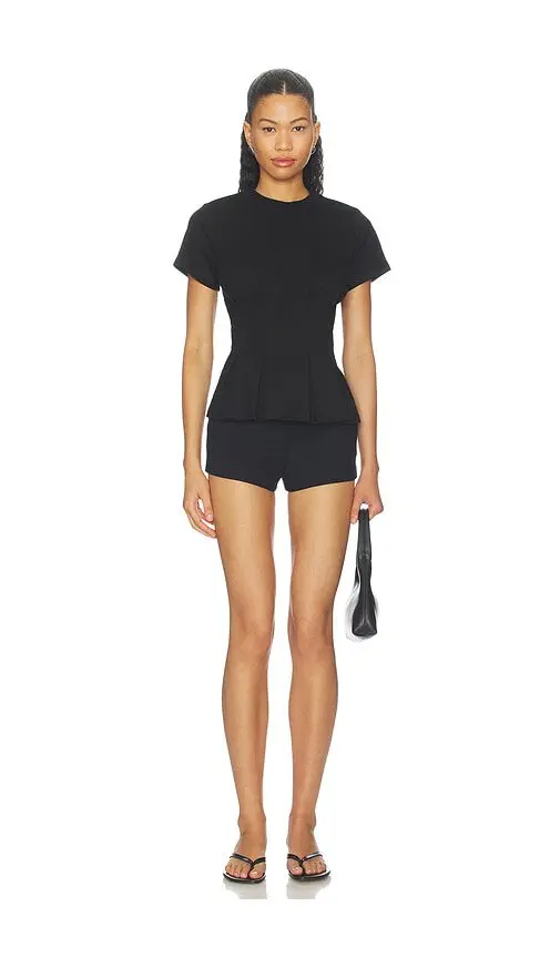 ALL THE WAYS Cinched Waist T-shirt - Black