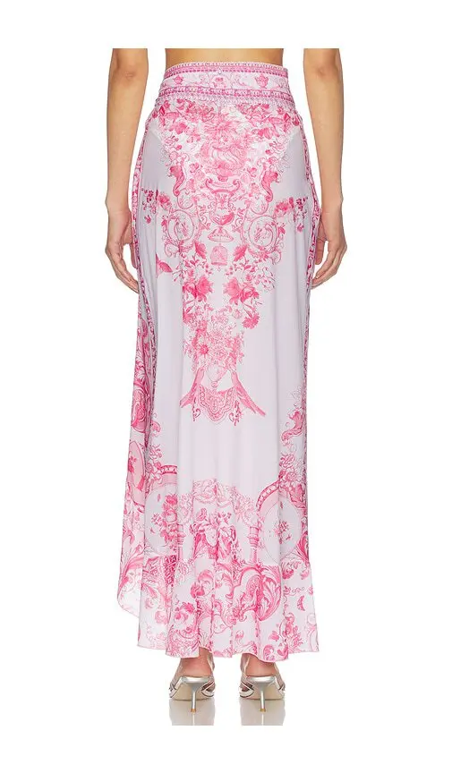 Camilla Long Sarong With Tie Waist And Frill Edge In . Also - Pink
