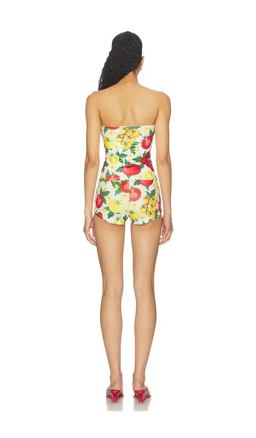 MORE TO COME Strapless Top And Shorts Set With Tomato Print