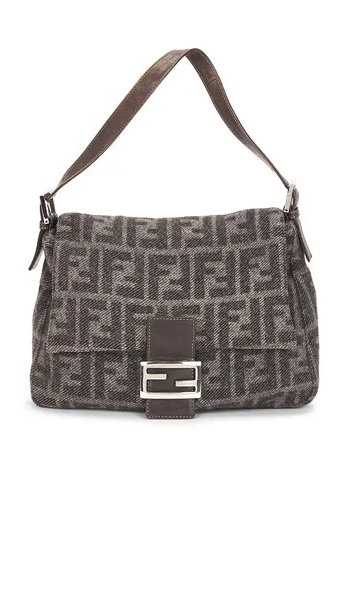 FWRD RENEW Fendi Zucca Mama Forever Baguette Shoulder Bag - Grey