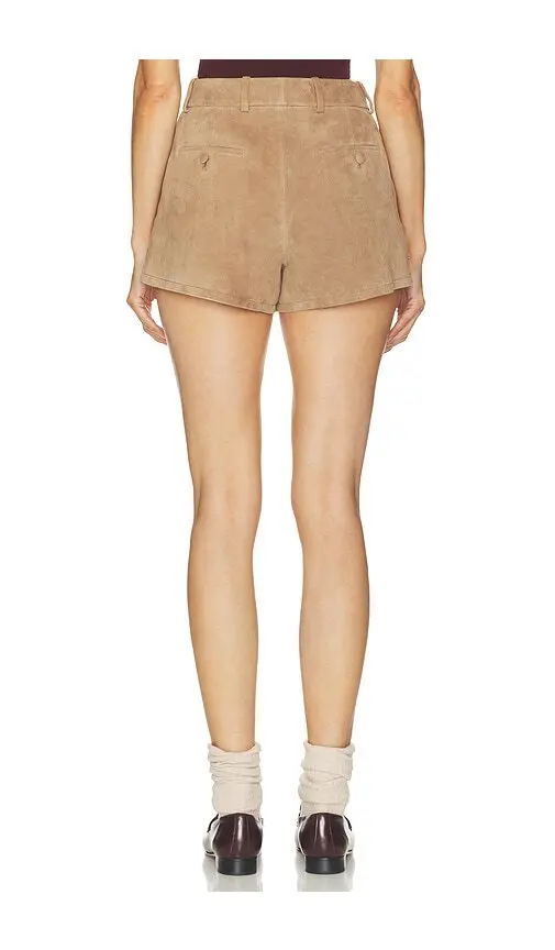 FRAME The Slant Leather Shorts - Brown