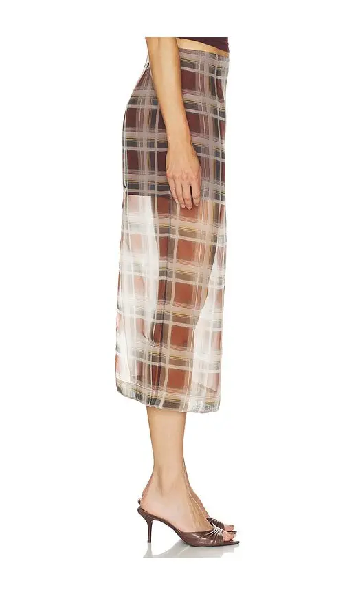 FRAME Plaid Organza Midi Skirt - Multi