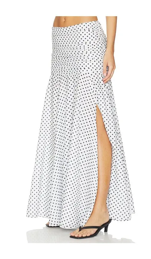 Charo Ruiz Ibiza Polka Dot Maxi Skirt With Ruched Detailing
