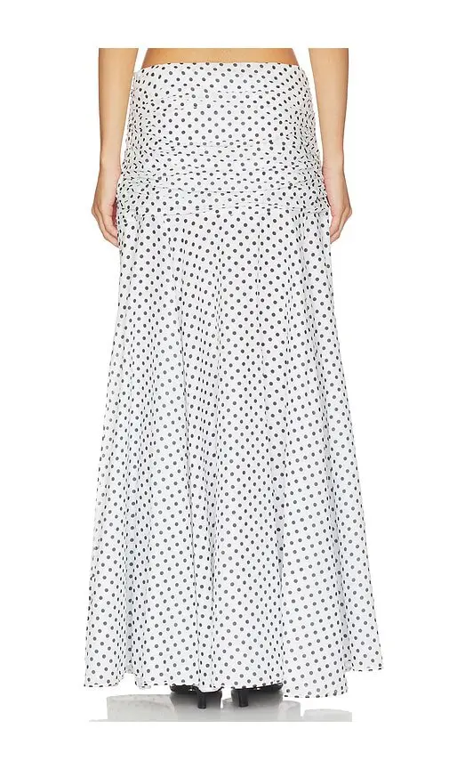 Charo Ruiz Ibiza Polka Dot Maxi Skirt With Ruched Detailing