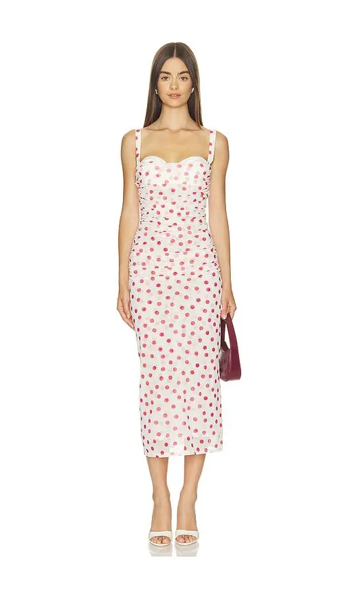 Lpa Carla Midi Dress In Polka Dot Mesh - Multi