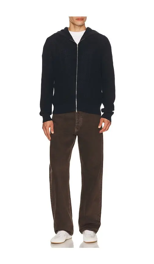 Theory Myhlo Full Zip Knit Hoodie - Navy