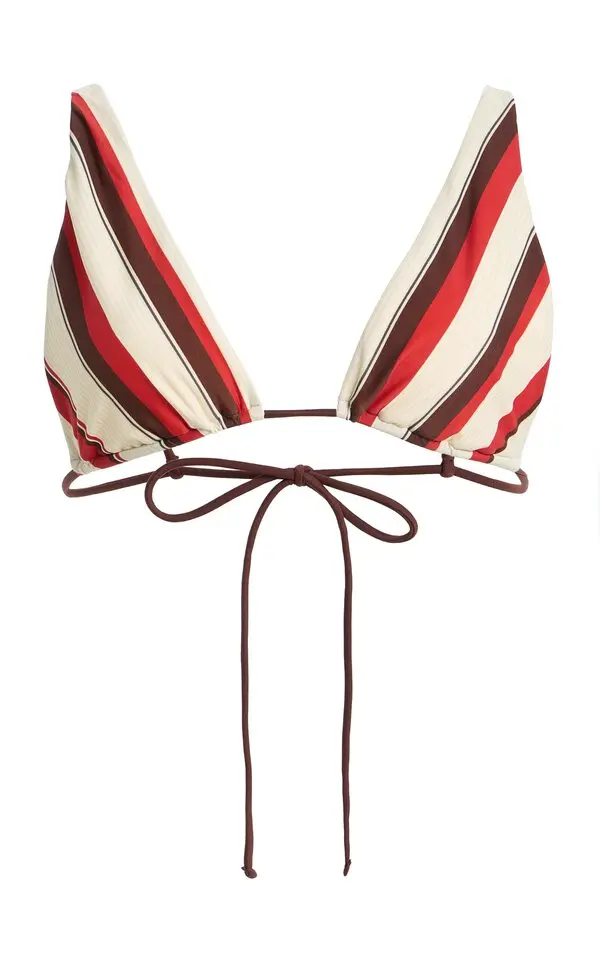 SIR. Alva Halter Triangle Bikini Top In Laila Stripe - Multi