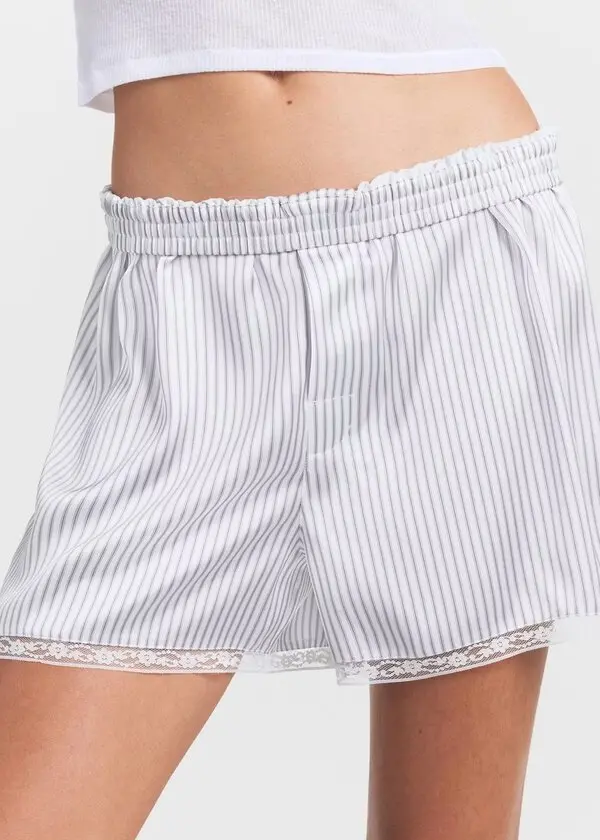 SKIMS Lace-trim Woven Shine Boxer Shorts
