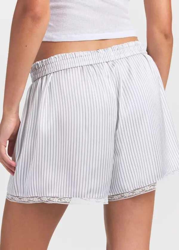 SKIMS Lace-trim Woven Shine Boxer Shorts