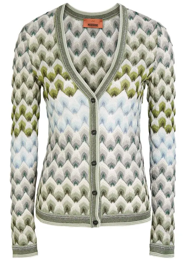 Missoni Fine Knit Chevron Metallic Cardigan - Multicoloured