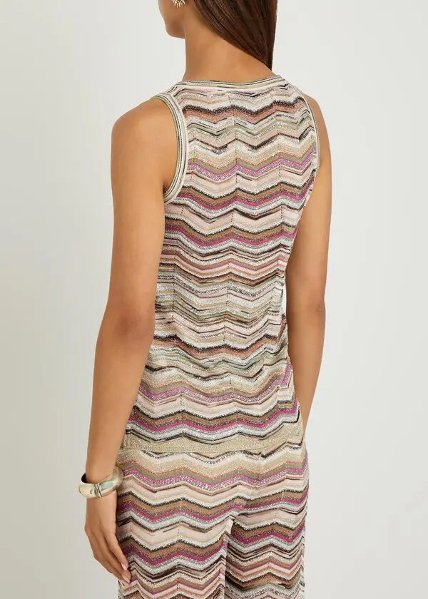 Missoni Chevron Fine-knit Top With Sequin Embellishments