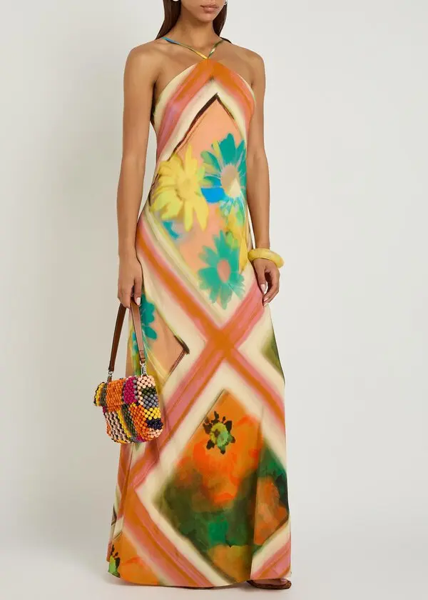 Staud Cubism Printed Jersey Maxi Dress - Multicoloured