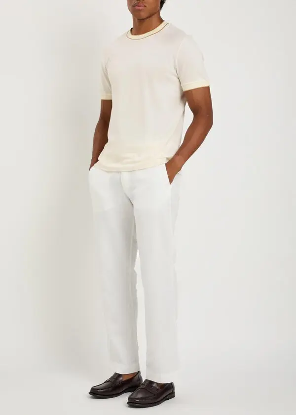 BOSS Thompson Striped-trim Piqué Cotton T-shirt
