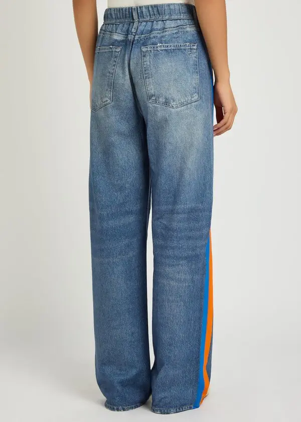 Rag & Bone Striped Denim-print Cotton Track Pants - Orange