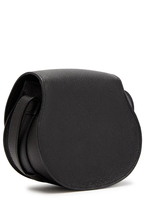 Chloé Marcie Small Grained Leather Saddle Bag - Black