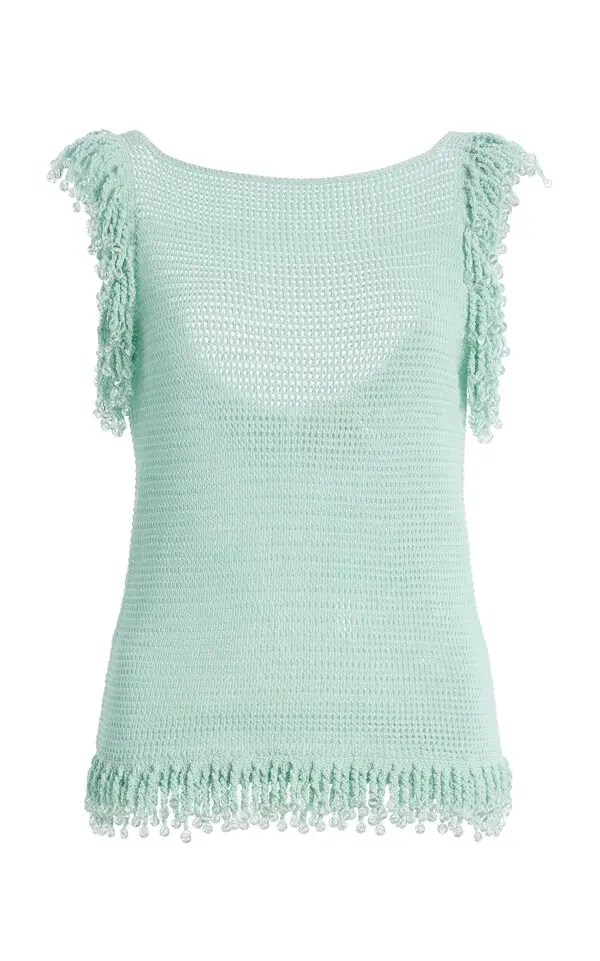 Paris Georgia Fringe Cotton Top - Blue