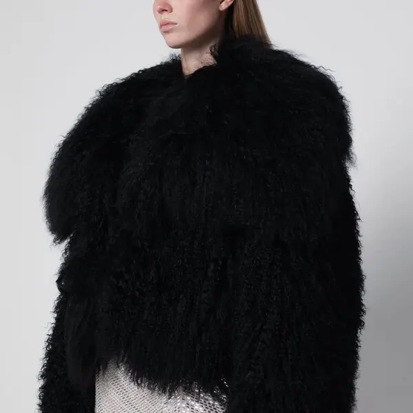 Attico Cropped Curly Shearling Bomber Jacket