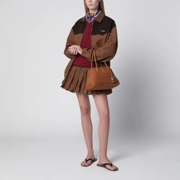 Miu Miu Vivant Nappa Leather Bowling Bag - Brown