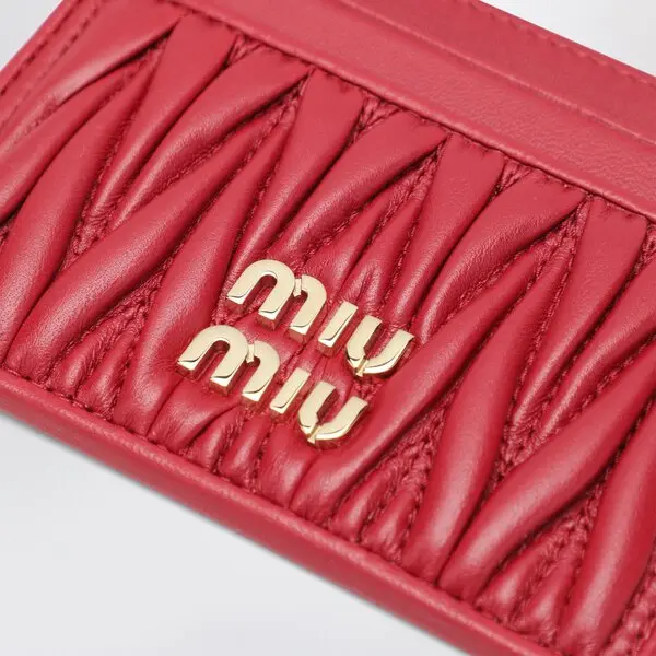 Miu Miu Matelassé Nappa Card Holder - Red