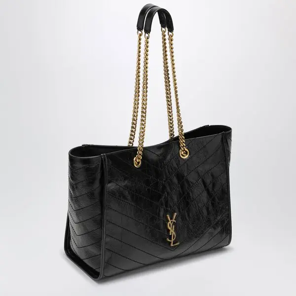Saint Laurent Niki East/west Shopping Bag In Vintage Calfskin - Black
