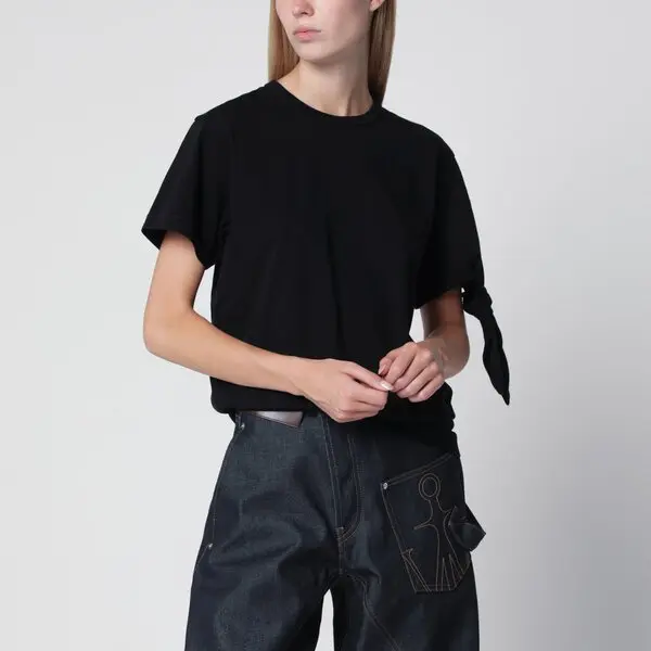 JW Anderson Knotted Sleeve Cotton T-shirt - Black