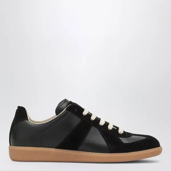 MAISON MARGIELA Replica Leather And Suede Sneakers - Black