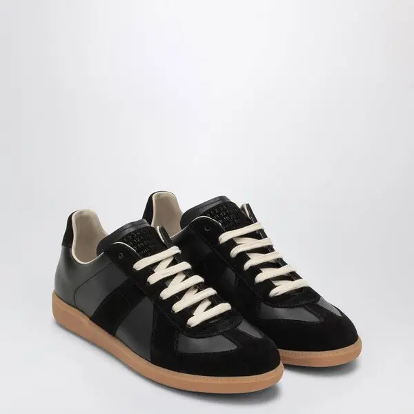 MAISON MARGIELA Replica Leather And Suede Sneakers - Black