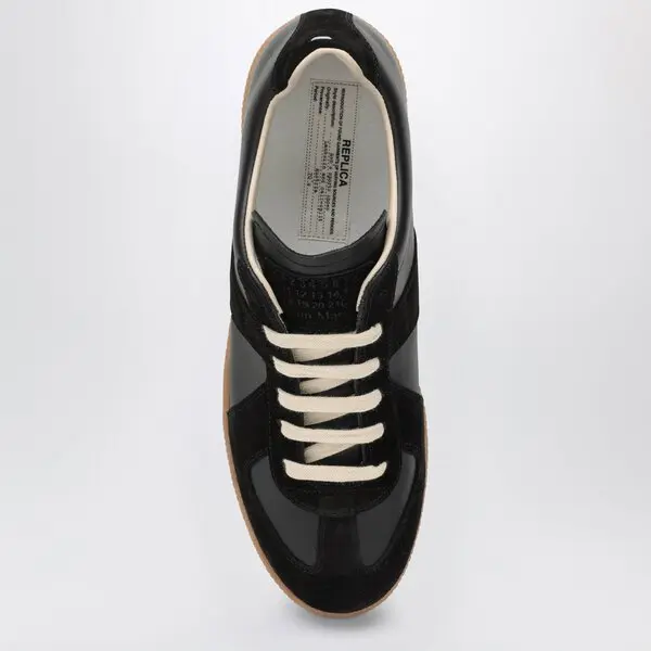 MAISON MARGIELA Replica Leather And Suede Sneakers - Black