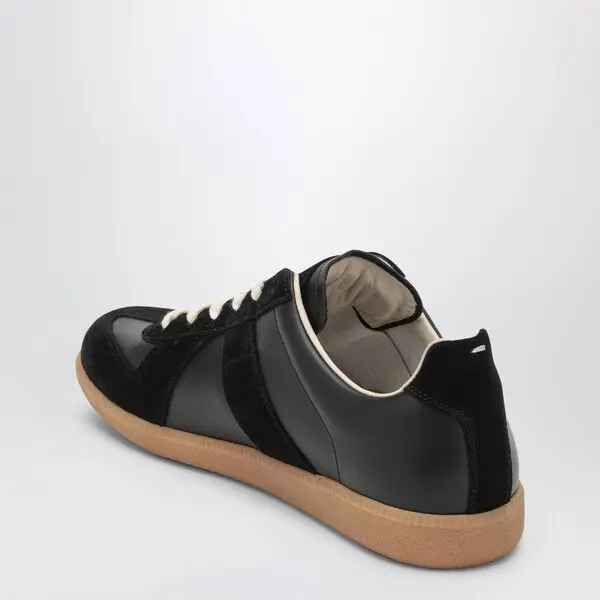 MAISON MARGIELA Replica Leather And Suede Sneakers - Black