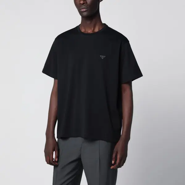 Prada Boxy Cotton Crew-neck T-shirt - Black
