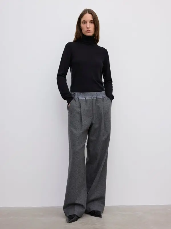 HOUSE OF DAGMAR Relaxed Wool Trousers - Grey