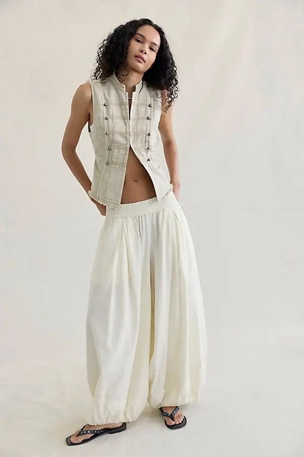 Free People Hearts On Fire Band Vest Jacket - Tea