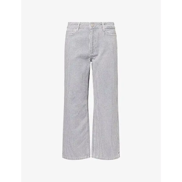 DAMSON MADDER Capri Jeans With Micro Check Pattern And Kick Flare - Multi