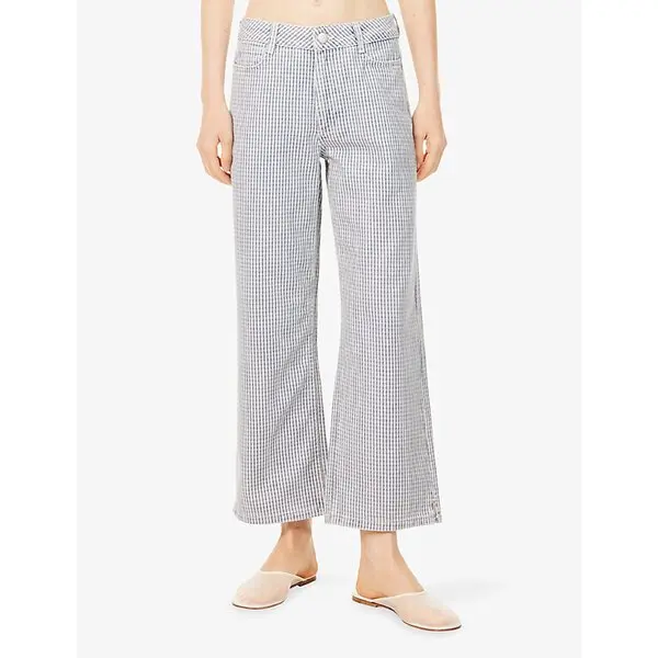 DAMSON MADDER Capri Jeans With Micro Check Pattern And Kick Flare