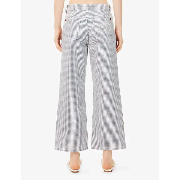 DAMSON MADDER Capri Jeans With Micro Check Pattern And Kick Flare