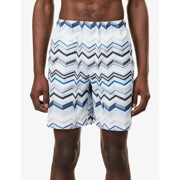 Missoni Zig-zag Print Swim Shorts - Blue