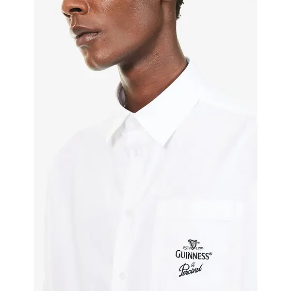 PERCIVAL Guinness Embroidery Long-sleeve Boxy Cotton Shirt