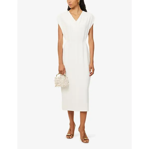 THE DROPPED COLLECTION Kimono V-neck Silk Midi Dress