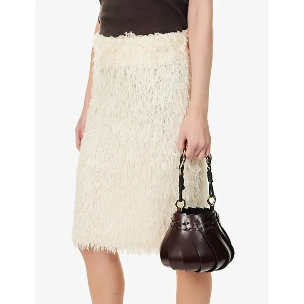 AMANU Panelled Leather Mini Top-handle Bag - Mocha
