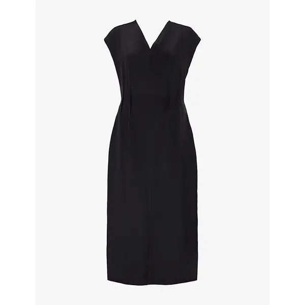 THE DROPPED COLLECTION Kimono Double V-neck Silk Midi Dress