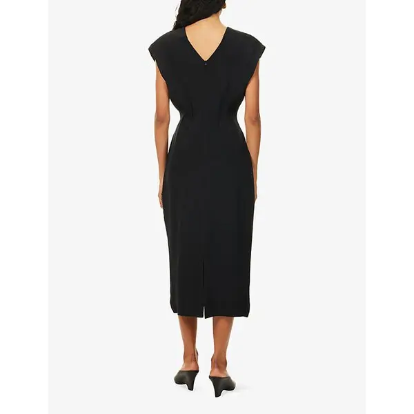 THE DROPPED COLLECTION Kimono Double V-neck Silk Midi Dress
