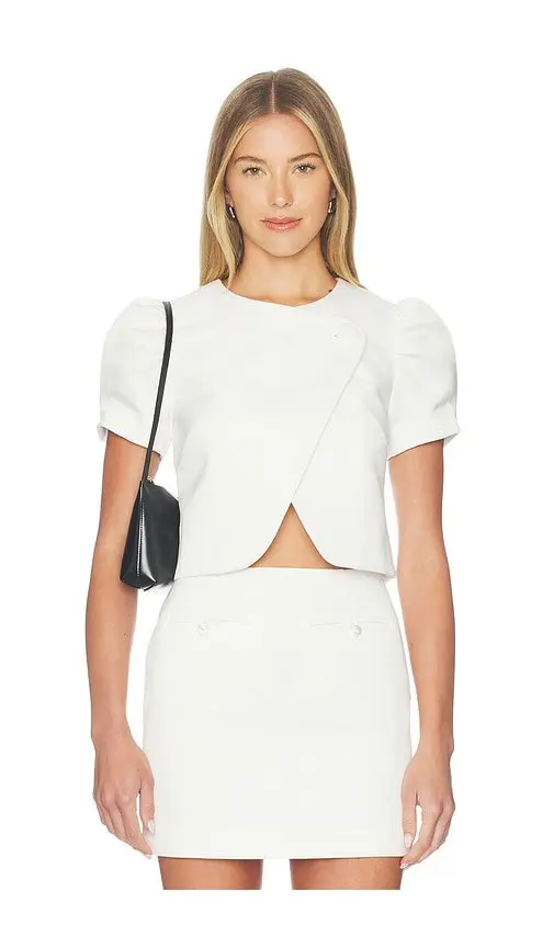 LOVERS AND FRIENDS Puff-sleeve Satin Top - White