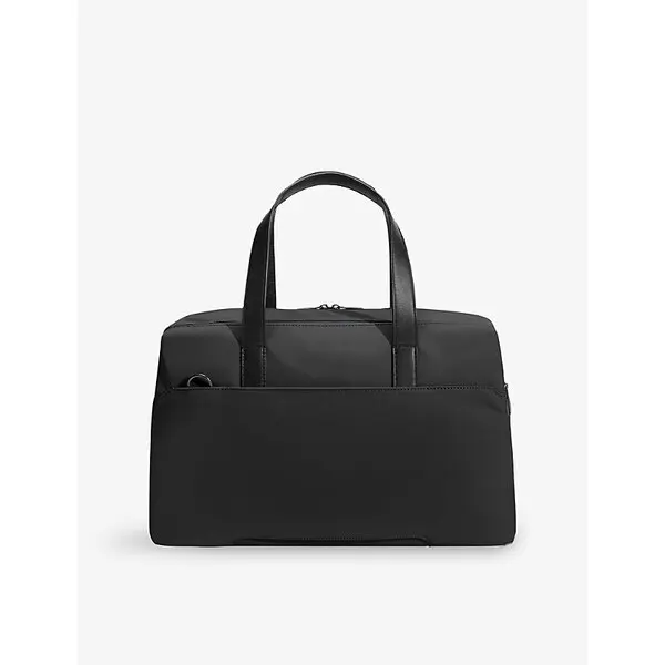 AWAY Overnight Nylon Bag With Leather Trim And Padded Laptop Pocket - Black