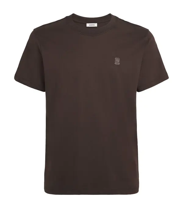 Sandro Cotton Logo-patch T-shirt - Brown