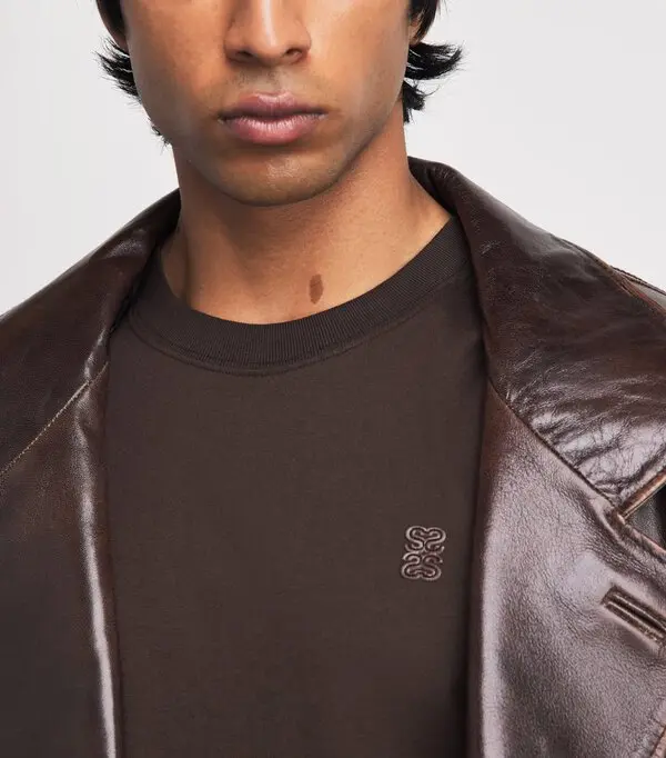 Sandro Cotton Logo-patch T-shirt - Brown