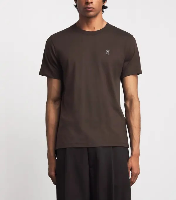 Sandro Cotton Logo-patch T-shirt - Brown