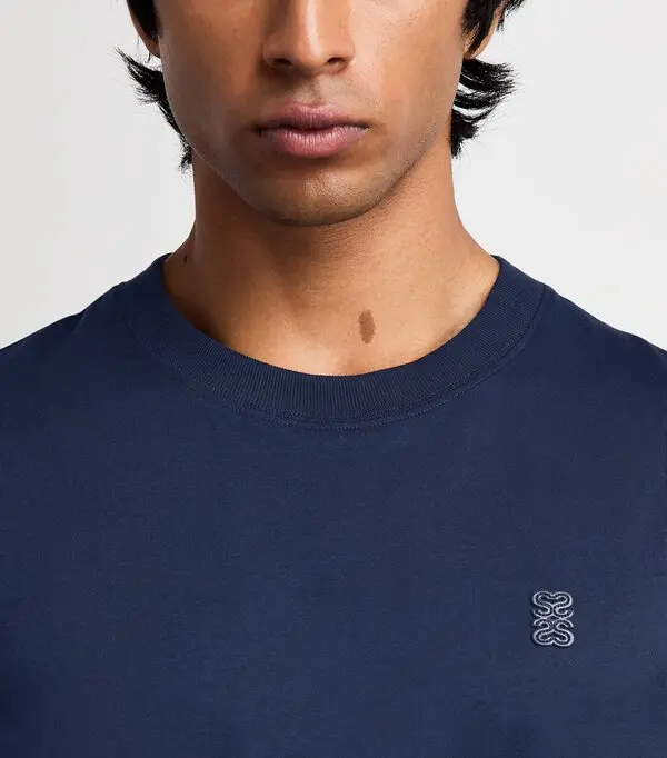 Sandro Cotton Logo-patch T-shirt - Blue