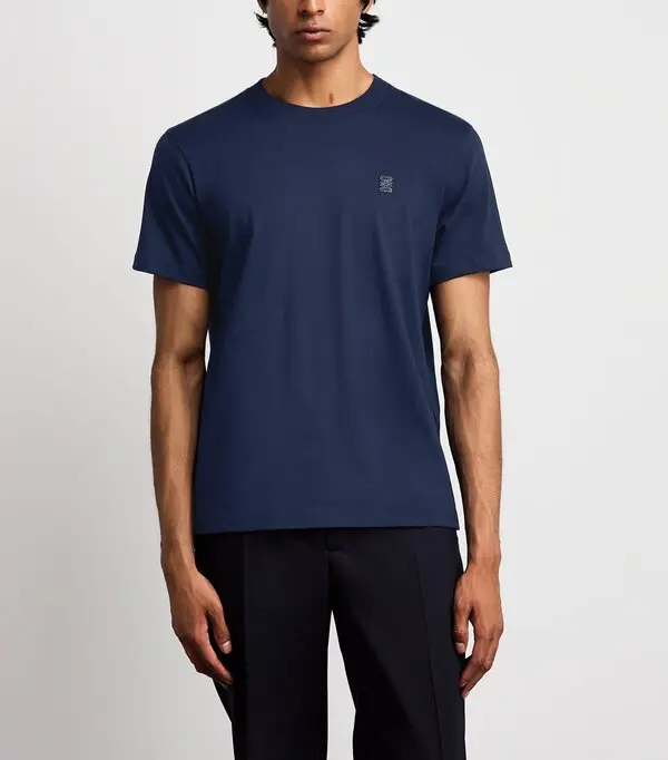 Sandro Cotton Logo-patch T-shirt - Blue