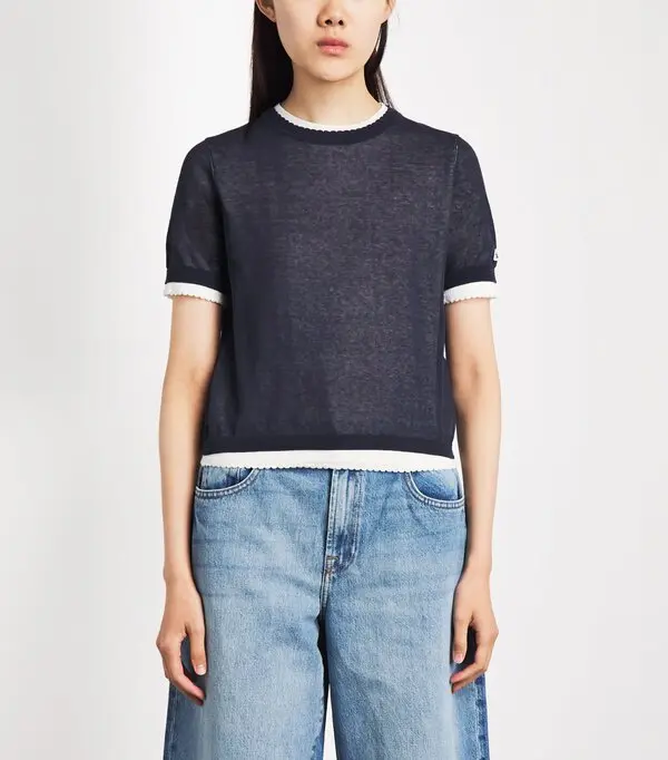 Claudie Pierlot Cotton-blend Contrast-knit Sweater