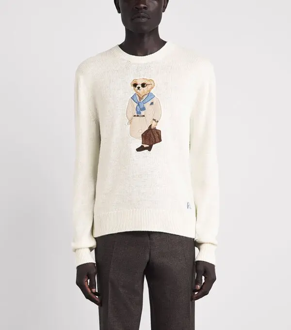 Ralph Lauren Purple Label Silk-linen Polo Bear Crewneck Sweater